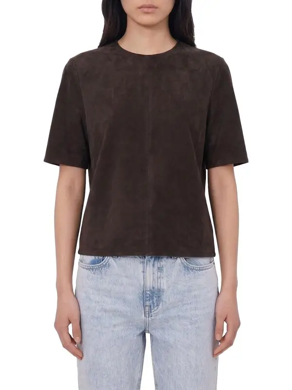 Loulou De Saison Short Sleeve Crewneck Top - Brown