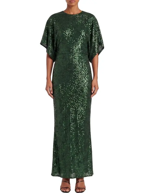 Norma Kamali Sequined Maxi Dress - Green