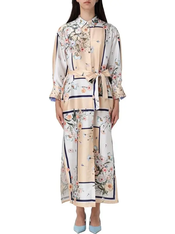 Liu Jo Floral Print Belted Midi Dress - Blue