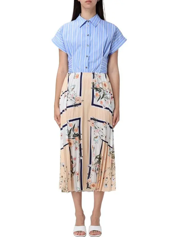 Liu Jo Printed Pleated Midi Dress - Blue