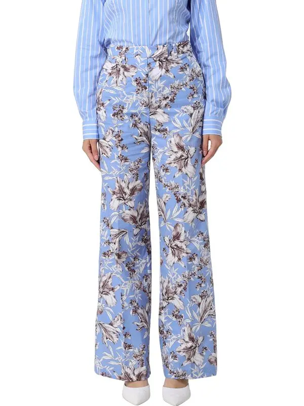 Liu Jo Floral Print Wide Leg Trousers - Blue