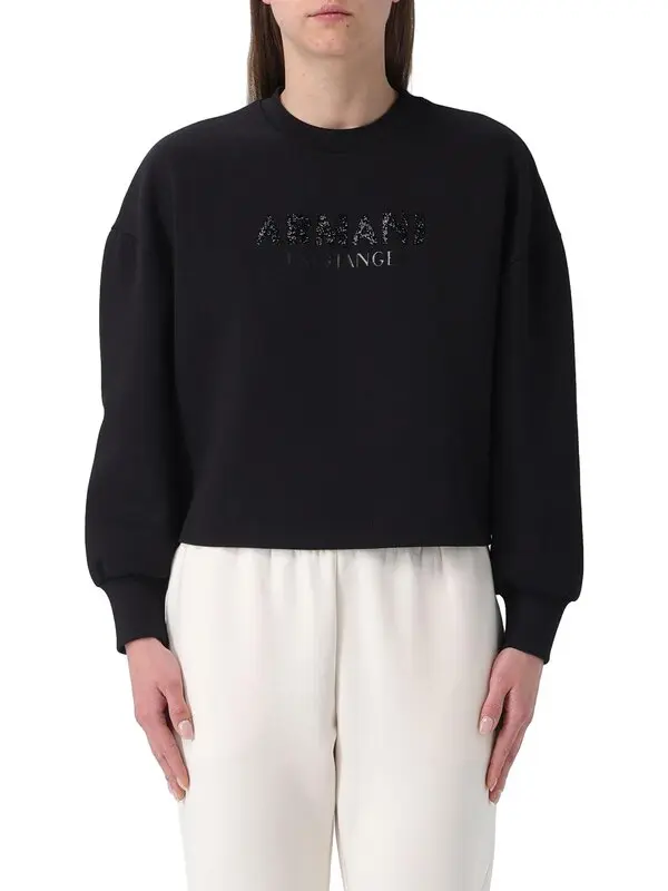 Armani Exchange Embellished Logo Sweatshirt - Black