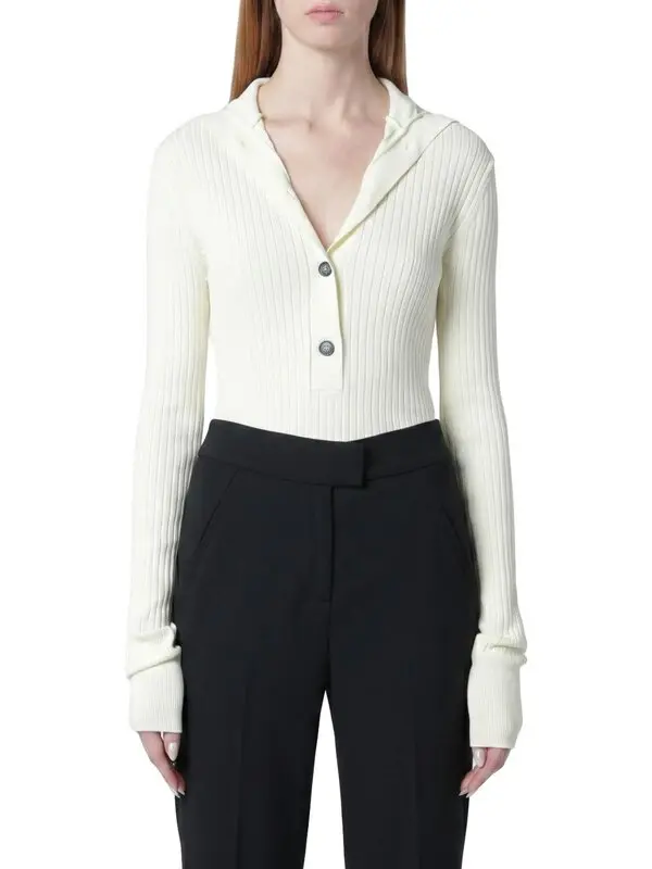 ENTIRE STUDIOS Ribbed Knit Button-detail Top - White