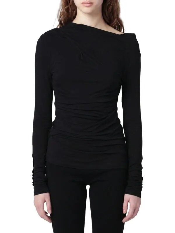 ENTIRE STUDIOS Long Sleeve Gathered Top - Black