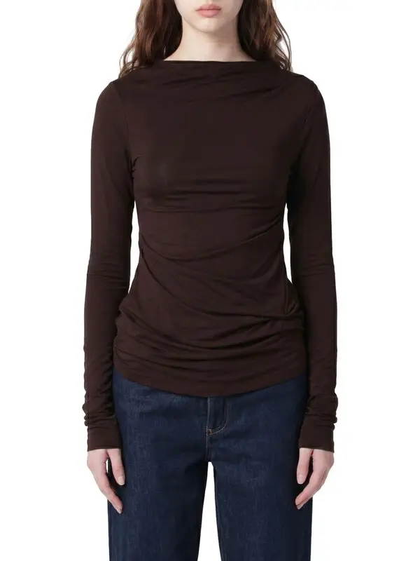 ENTIRE STUDIOS Long Sleeve Gathered Top - Tobacco