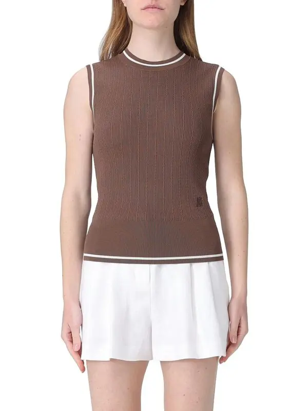 Armani Exchange Sleeveless Ribbed Knit Top - Earth