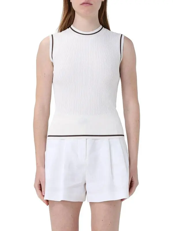 Armani Exchange Sleeveless Ribbed Knit Top - White