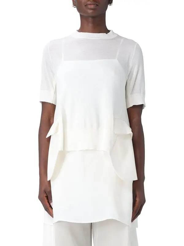 Sacai Cotton Top With Transparent Inserts - White