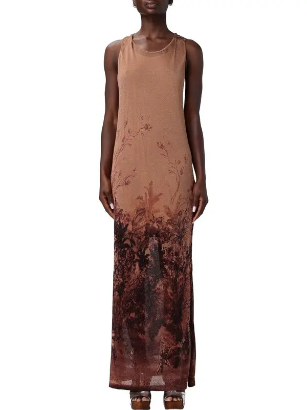 Liu Jo Metallic Floral Print Maxi Dress - Leather