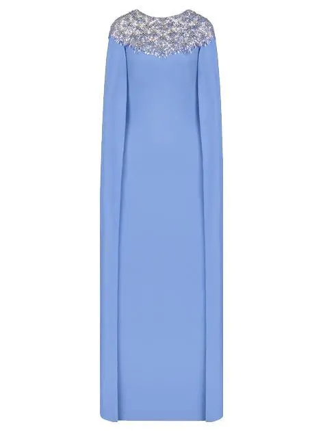 Oscar De La Renta Embellished Crystal & Glass Embroidered Caftan Gown - Red
