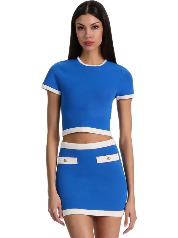 Alice + Olivia Ciara Cropped Pullover - Blue