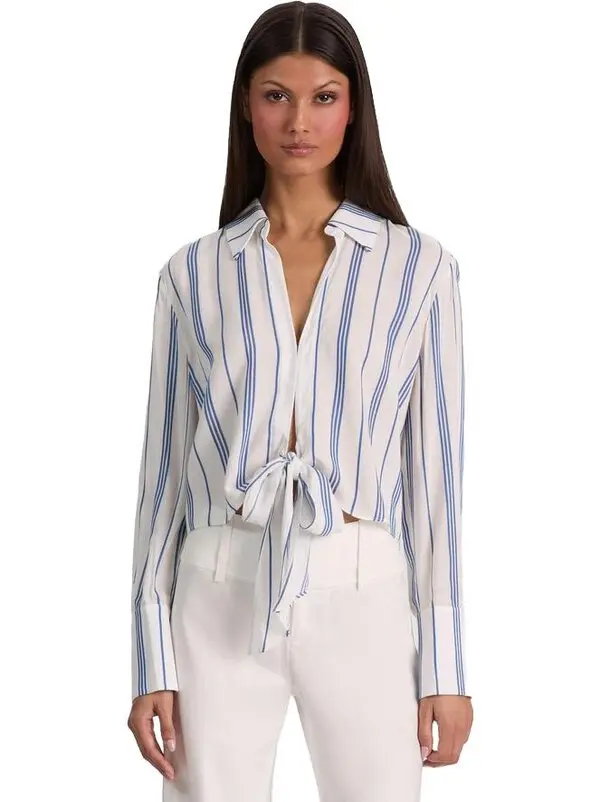 Alice + Olivia Hannon Tie Front Blouse - Blue