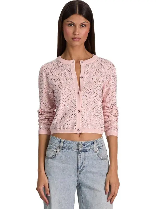 Alice + Olivia Embellished Cropped Cardigan - Neutral