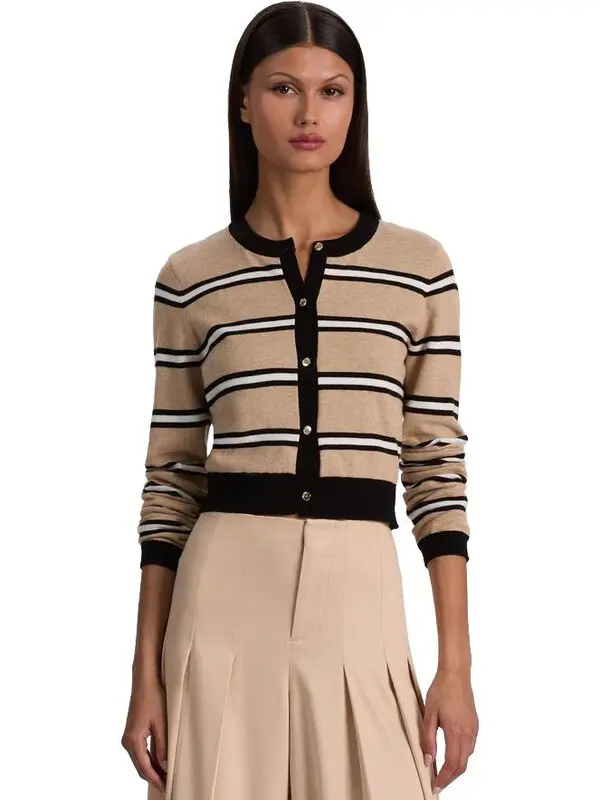 Alice + Olivia Dollie D Striped Cotton Cardigan - Stripe