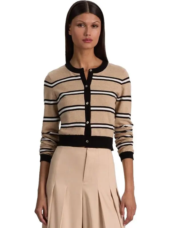 Alice + Olivia Dollie D Striped Cotton Cardigan - Stripe