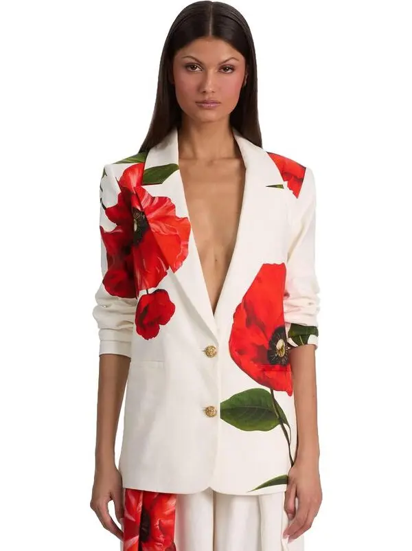 Alice + Olivia Elna Slim Long Blazer - Floral