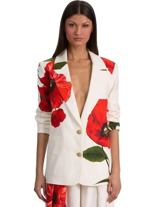 Alice + Olivia Elna Slim Long Blazer - Floral