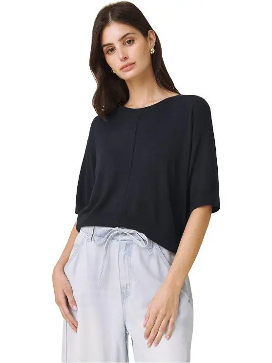 Splendid Erica Short Sleeve Sweater - Black