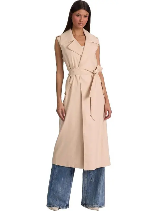 Alice + Olivia Sleeveless Linen Blend Trench Vest - Neutral