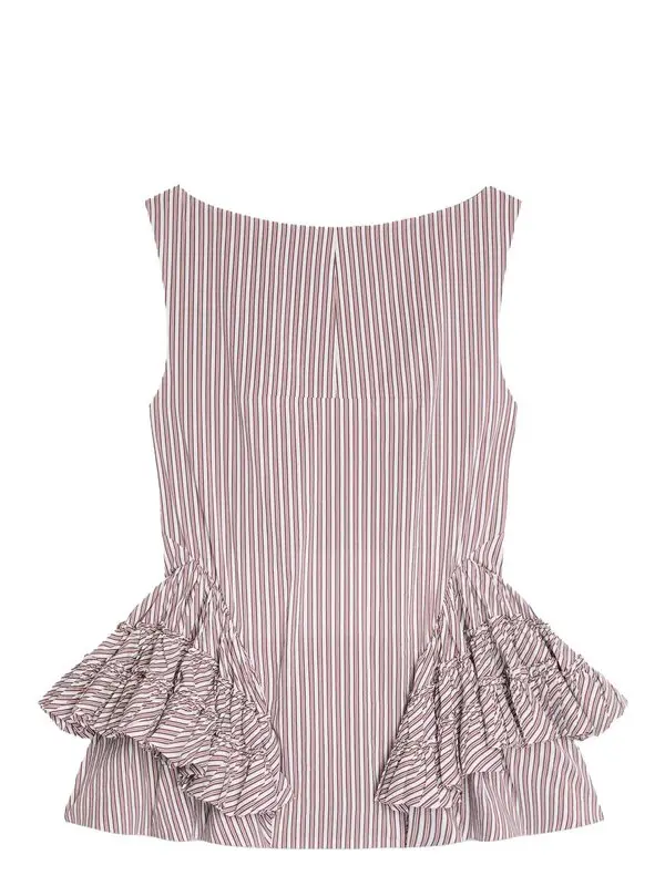 Dries Van Noten Casey Striped Ruffled Peplum Top - Brown