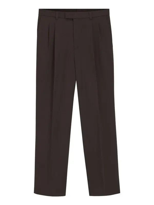 BOSS Oversized-fit Cotton And Linen Blend Trousers With Double Pleats - Dark Brown