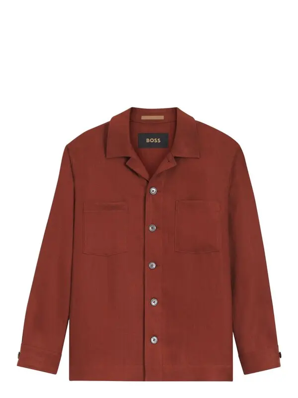 BOSS Regular-fit Overshirt In Wrinkle-resistant Linen - Brown