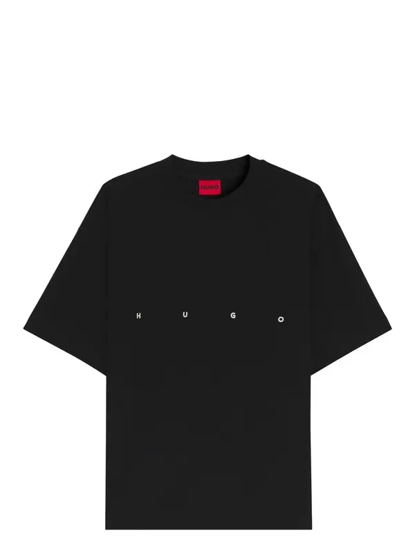Hugo Oversize-fit Cotton T-shirt With Bold Printed Logo - Black
