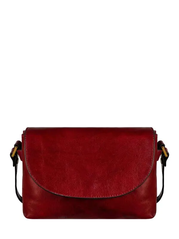 TIME RESISTANCE Full-grain Leather Crossbody Bag - Red
