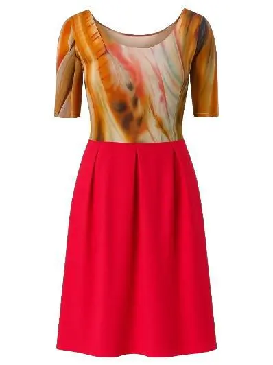 CONQUISTA Abstract Animal Print Dress - Red