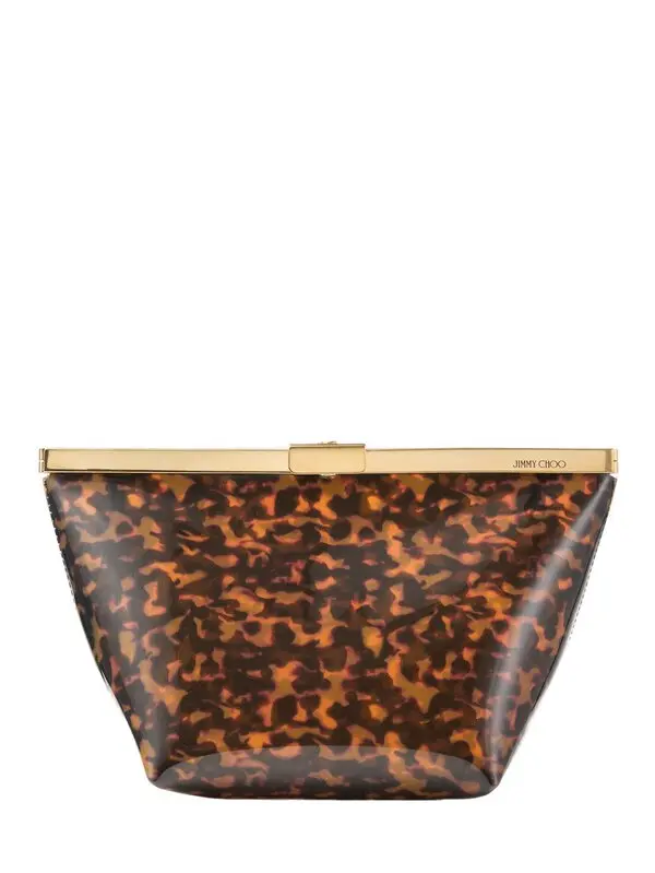 JIMMY CHOO Ganache Transparent Clutch Bag - Tortoiseshell