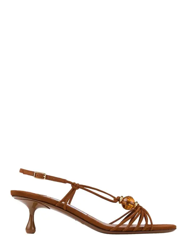 JIMMY CHOO Lova 50 Suede Sandals With Beads - Tan Mix