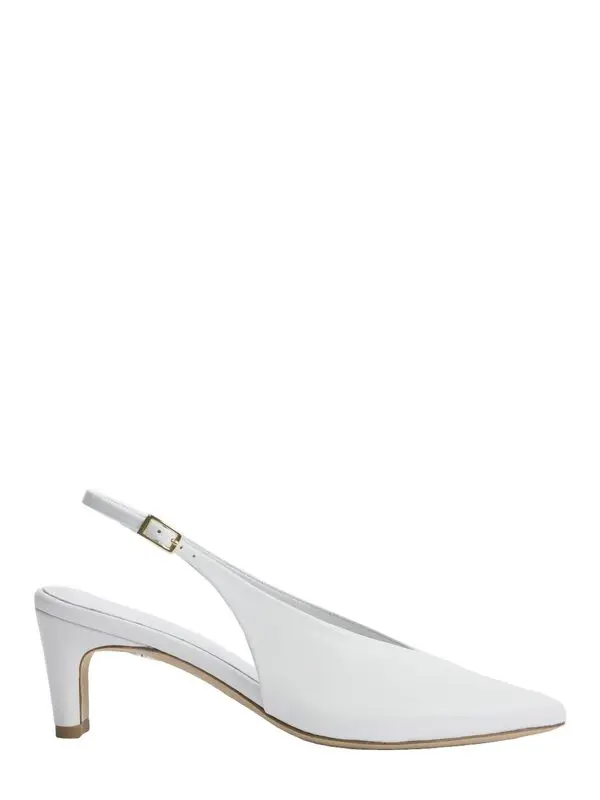 Everlane Pointed-toe Slingback Kitten Heel - Snow