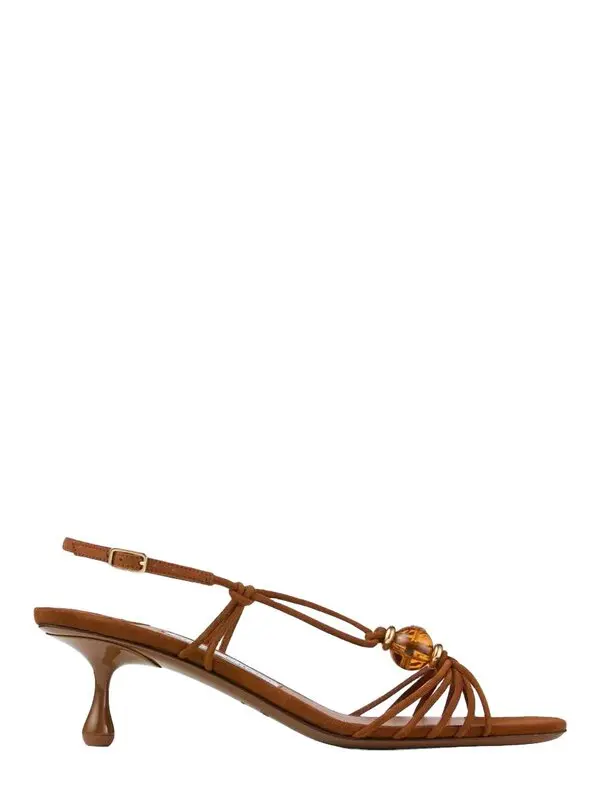 JIMMY CHOO Mix Suede Sandals With Beads - Brown
