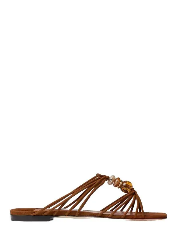 JIMMY CHOO Lova Mule Flat Suede Beads - Brown