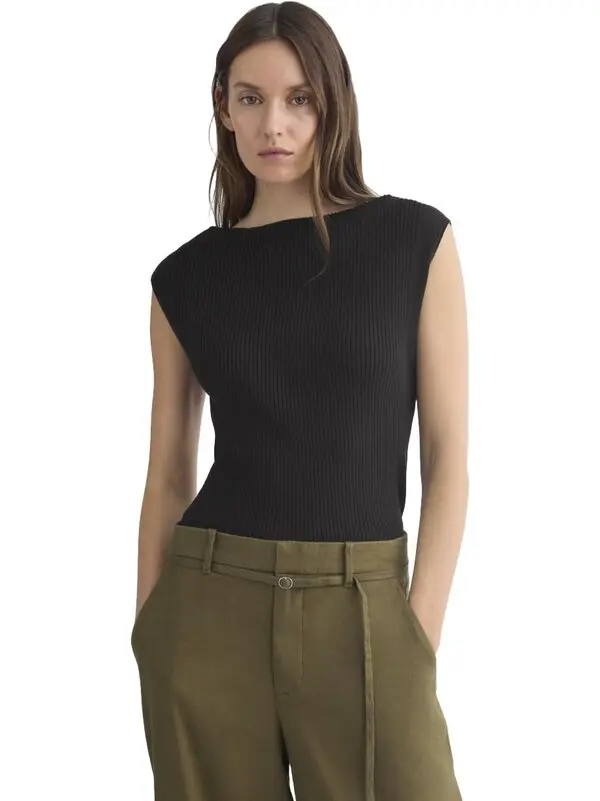 Everlane Ribbed Knit Top - Black