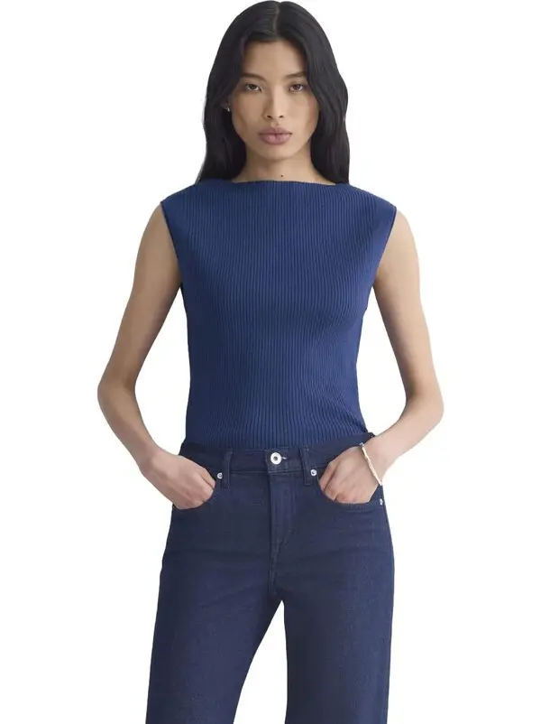 Everlane Ribbed Knit Top - Estate Blue