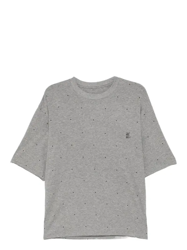 CROQUIS Polka-dot Embroidered T-shirt - Grey