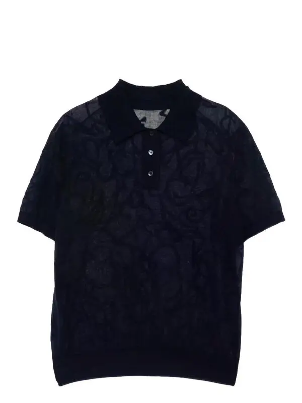 JNBY Jacquard Short-sleeve Polo Shirt - Blue
