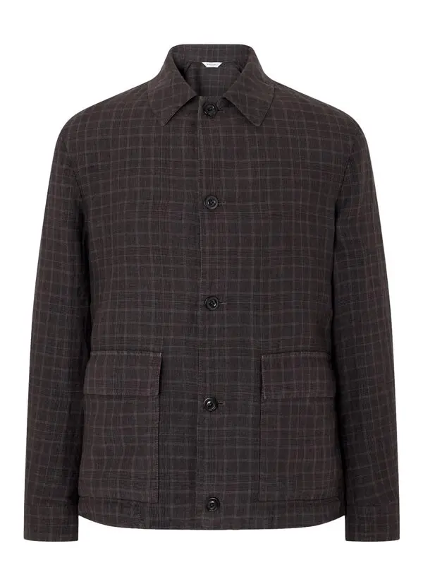 Boglioli Checked Linen Overshirt - Brown