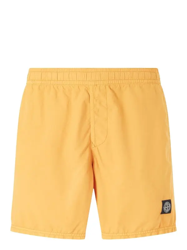 Stone Island Straight-leg Mid-length Logo-print Shell Swim Shorts - Orange