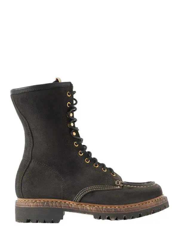 Visvim Hi-folk Scout Moc Suede Boots - Black