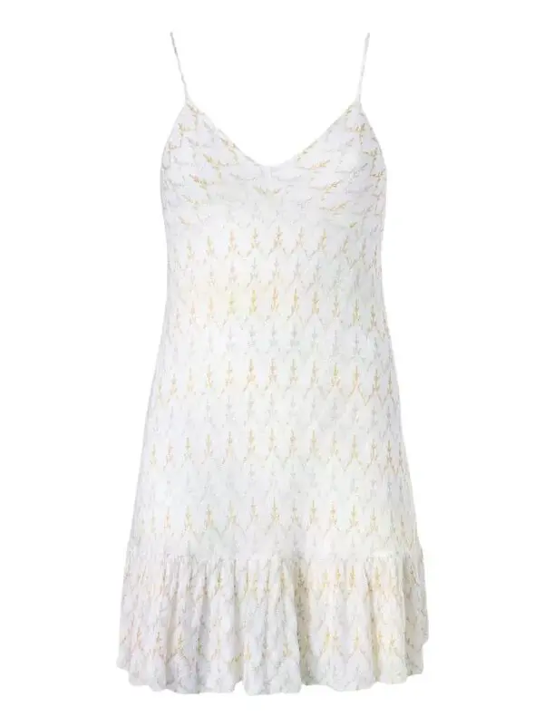 Missoni Zigzag-knit Ruffled Mini Dress - White