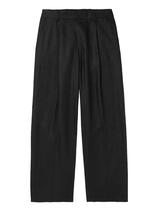 Nn07 Kay 1454 Straight-leg Pleated Linen Trousers - Black