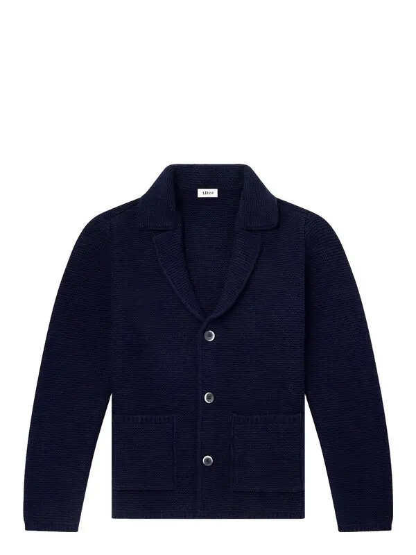 Altea Knitted Virgin Wool Blazer - Blue