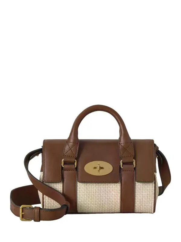 Mulberry Mini Bayswater Raffia Crossbody Bag - Brown