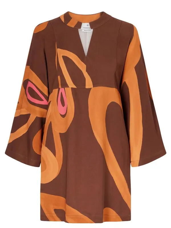 Themis Z Amalthea Sabra Abstract Print Faille Mini Dress - Brown