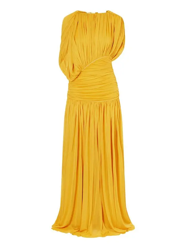 Tove Gathered Chiffon Gown - Yellow