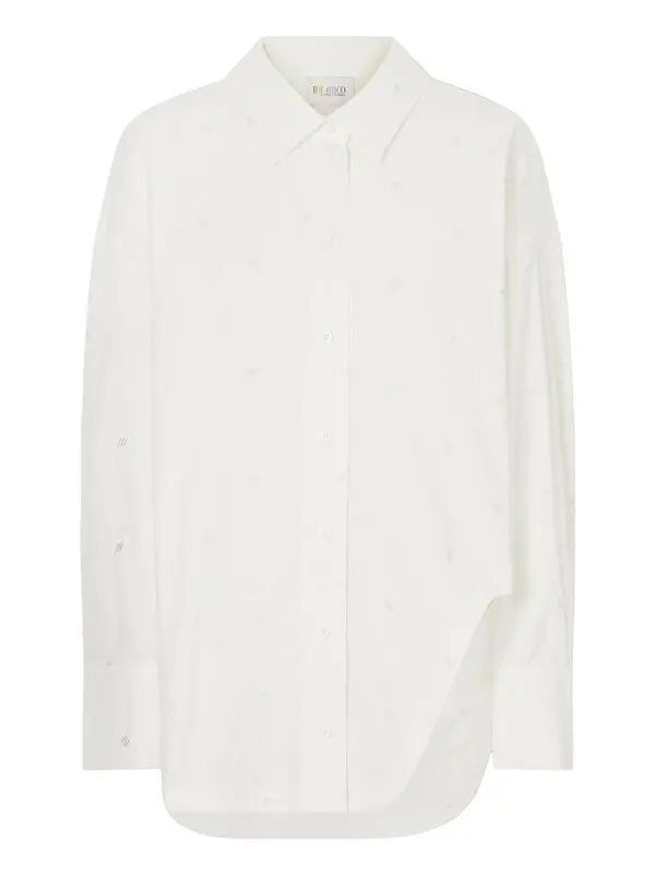 Attico Asymmetric Embroidered Cotton-blend Shirt - White