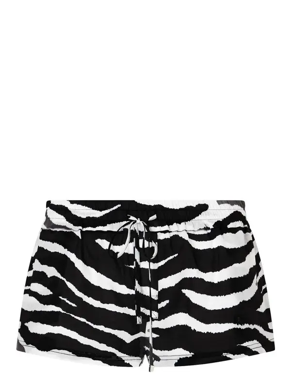 Attico Zebra-print Cotton-voile Shorts - Black