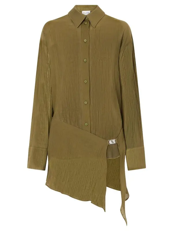 Attico Asymmetrical Cotton Mini Dress - Green